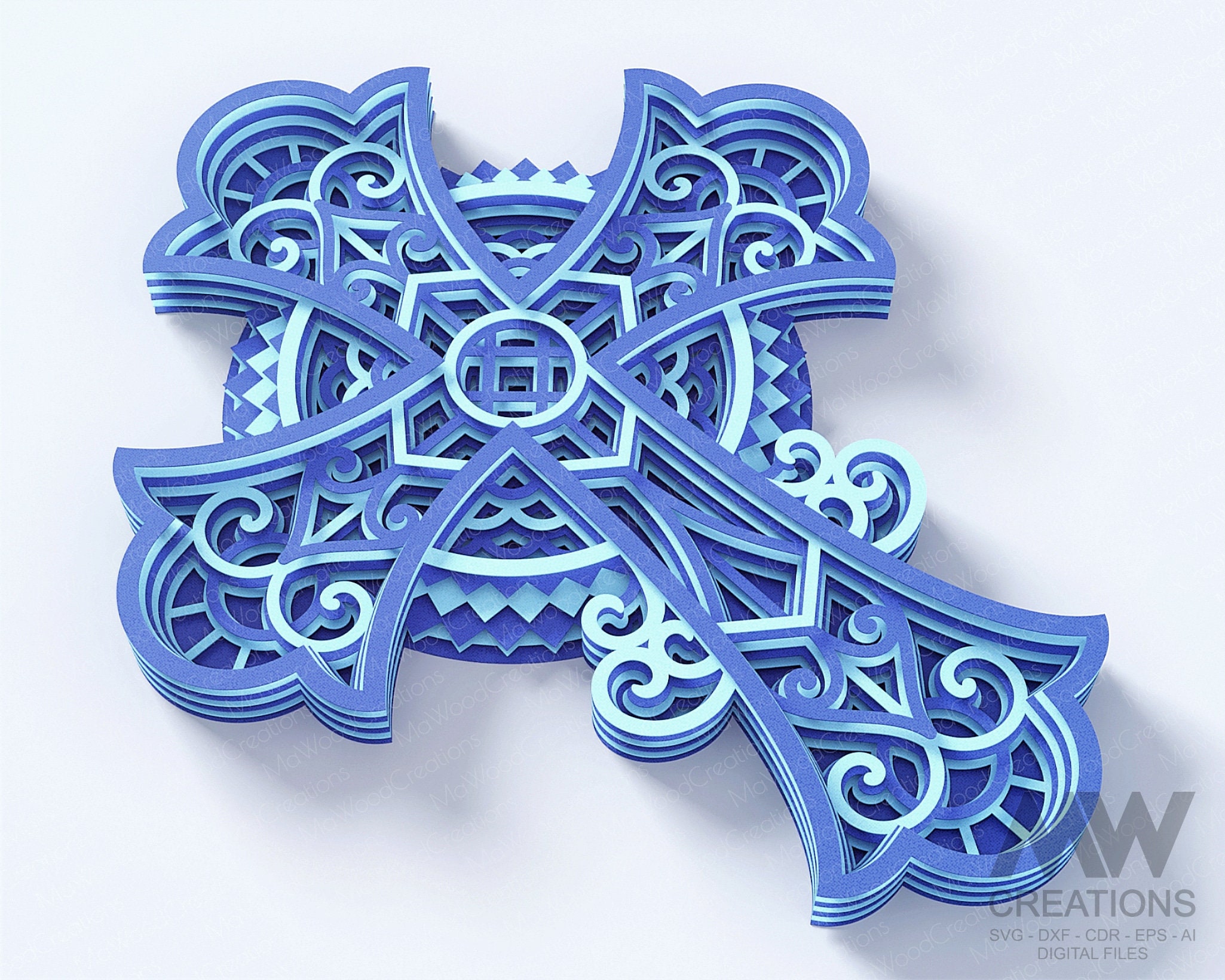 Christian Cross SVG Layered Mandala Cross Laser Cut Cross - Etsy