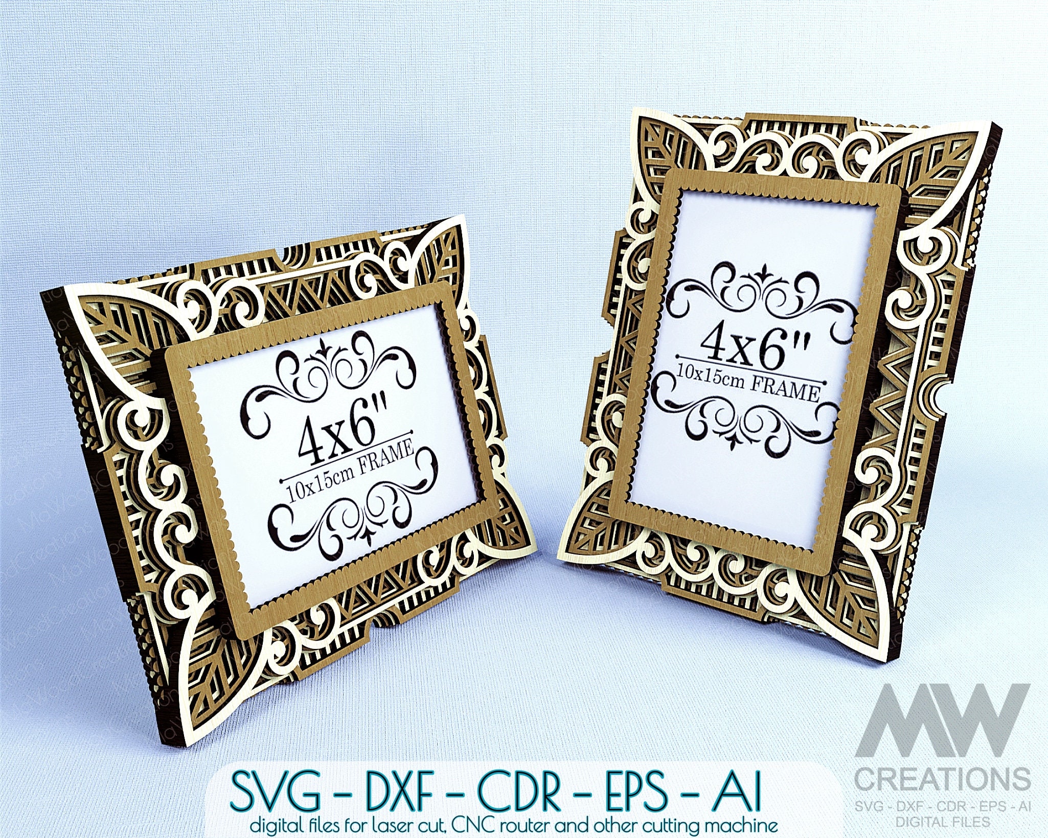 Laser Cut Multi-layer Frame SVG DXF 4x6 Photo Frame Svg - Etsy