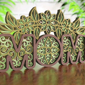 Mom Multilayer Mandala Laser Cut File, Mom Mandala SVG Dxf, Cricut Svg ...