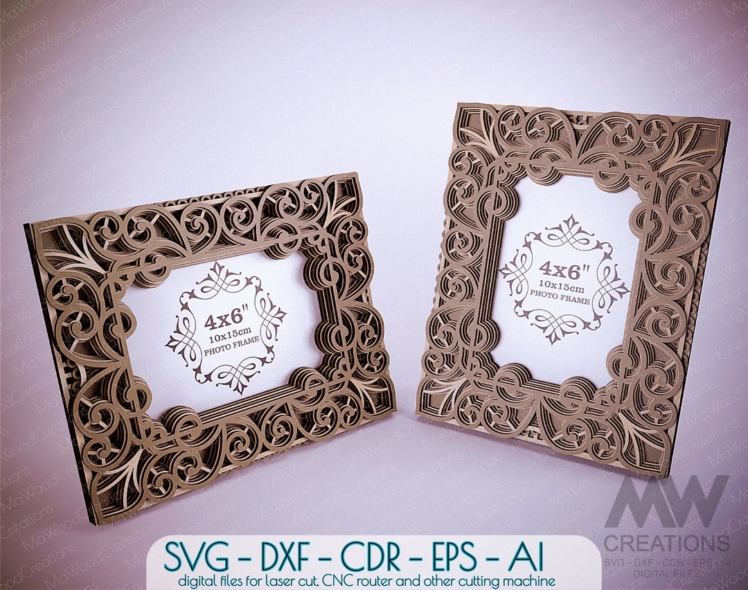 Laser Cut Layered Frame SVG DXF, 4x6 Photo Frame Svg, Laser Cut Picture ...