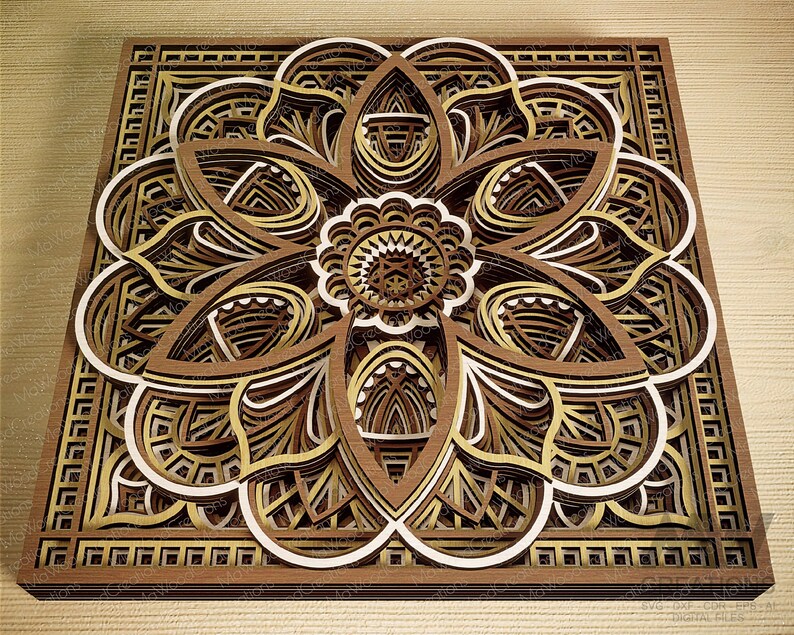 Laser Cut Layered Mandala SVG DXF, 3D Flower Mandala SVG, Multilayer ...