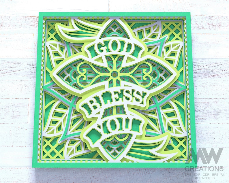 Shadow Box Cross God Bless You Cross SVG for Cricut 3d - Etsy