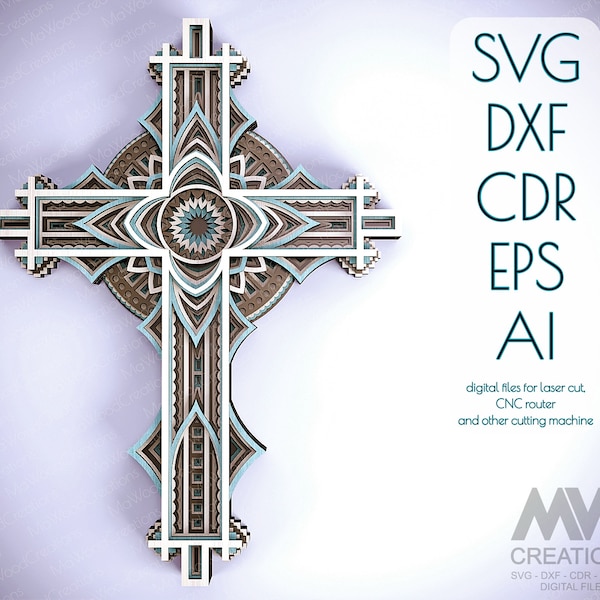 Layered Cross Svg - Etsy