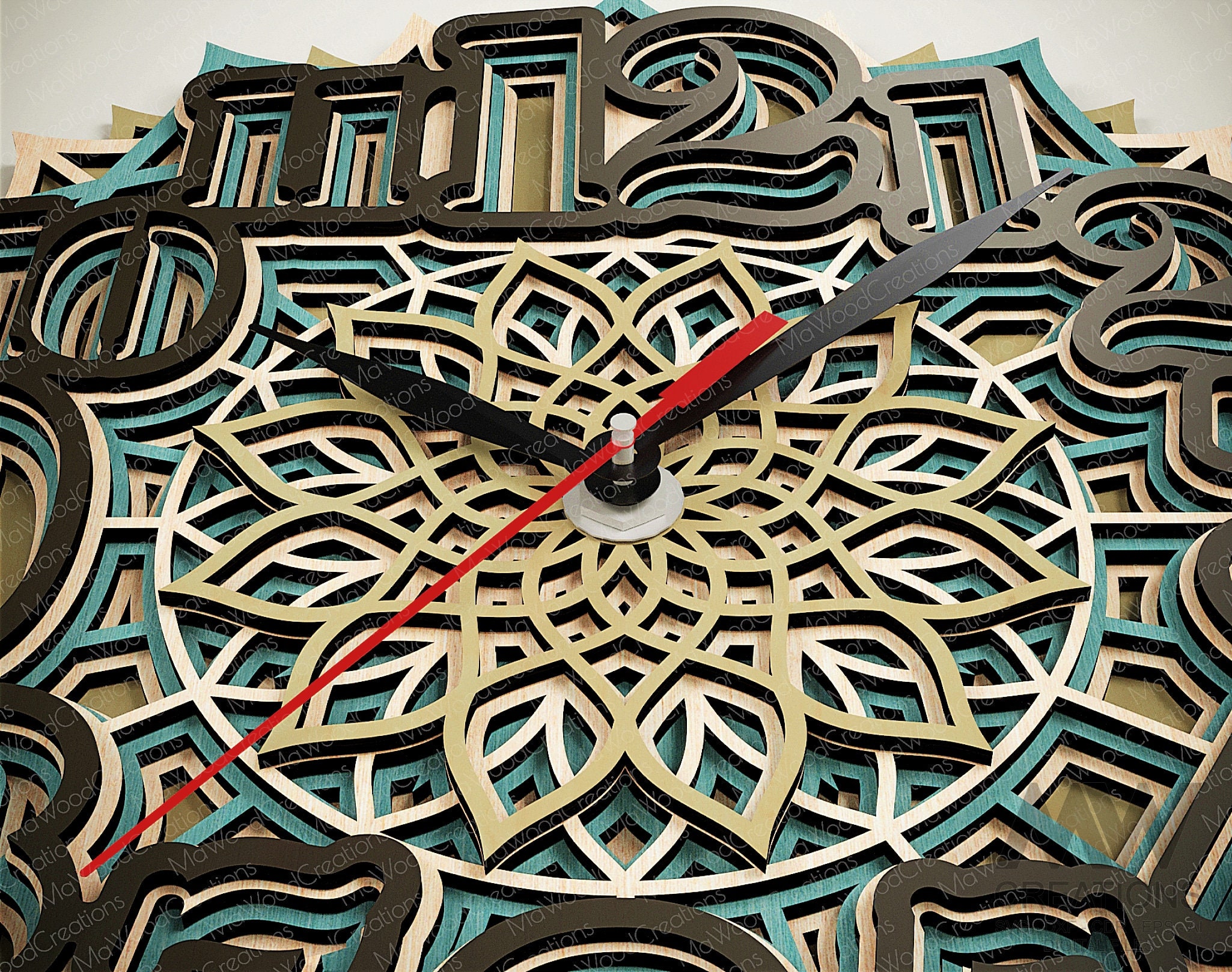 6 Layer Clock Svg Mandala Clock SVG Dxf Laser Cut Clock - Etsy Australia