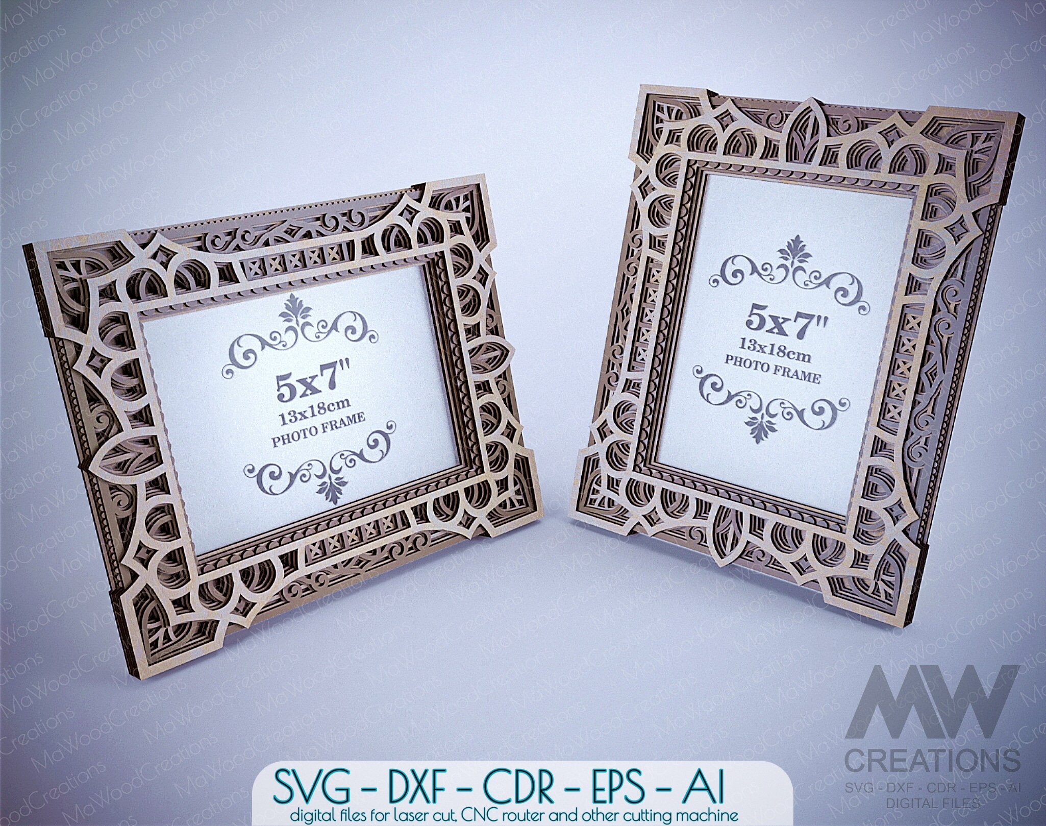 Multi Layer Laser Cut Frame SVG DXF 5x7 Photo Frame Svg - Etsy