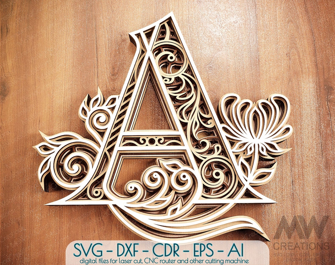 Laser Cut Letter A, Layered Letters SVG, Multi Layer Letters, Letters ...