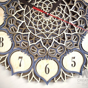 Laser Cut Multilayer Clock SVG Dxf, Mandala Flower Clock Svg, 3d Svg ...