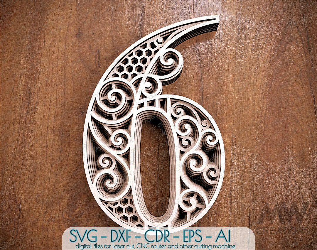 Layered Number 6, Layered Numbers SVG, Multilayer Number 6, Numbers SVG ...