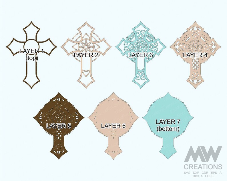 3d Layer Cross SVG for Cricut Glowforge Mandala Cross - Etsy