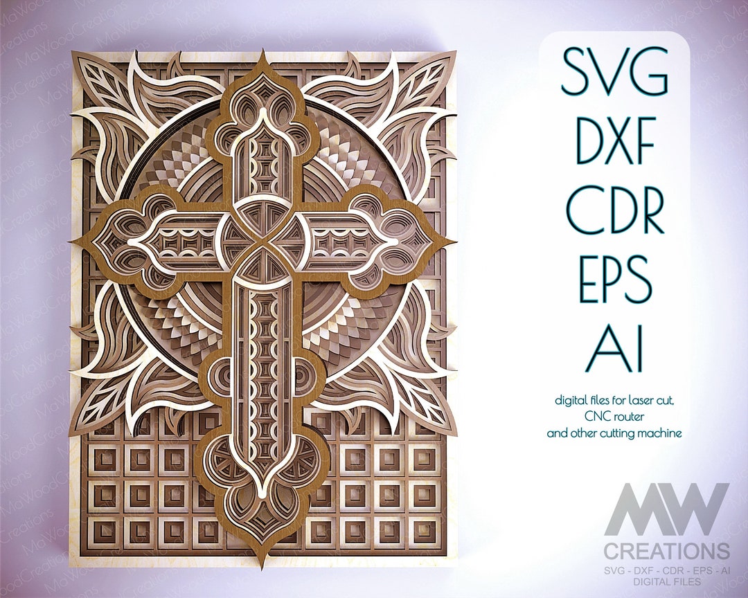 3D SVG Cross, Layered Cross SVG for Cricut, Glowforge Cross Svg ...