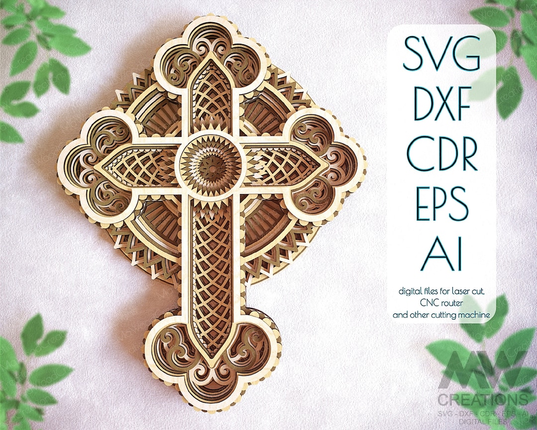 Laser Cut Cross, Christian Cross SVG for Cricut, 3d Layered Glowforge ...