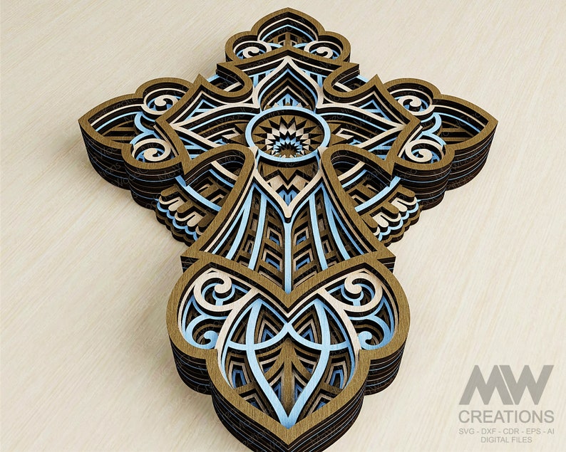 Layered Cross SVG 3D SVG Cross Wood Layered Cross SVG Dxf - Etsy