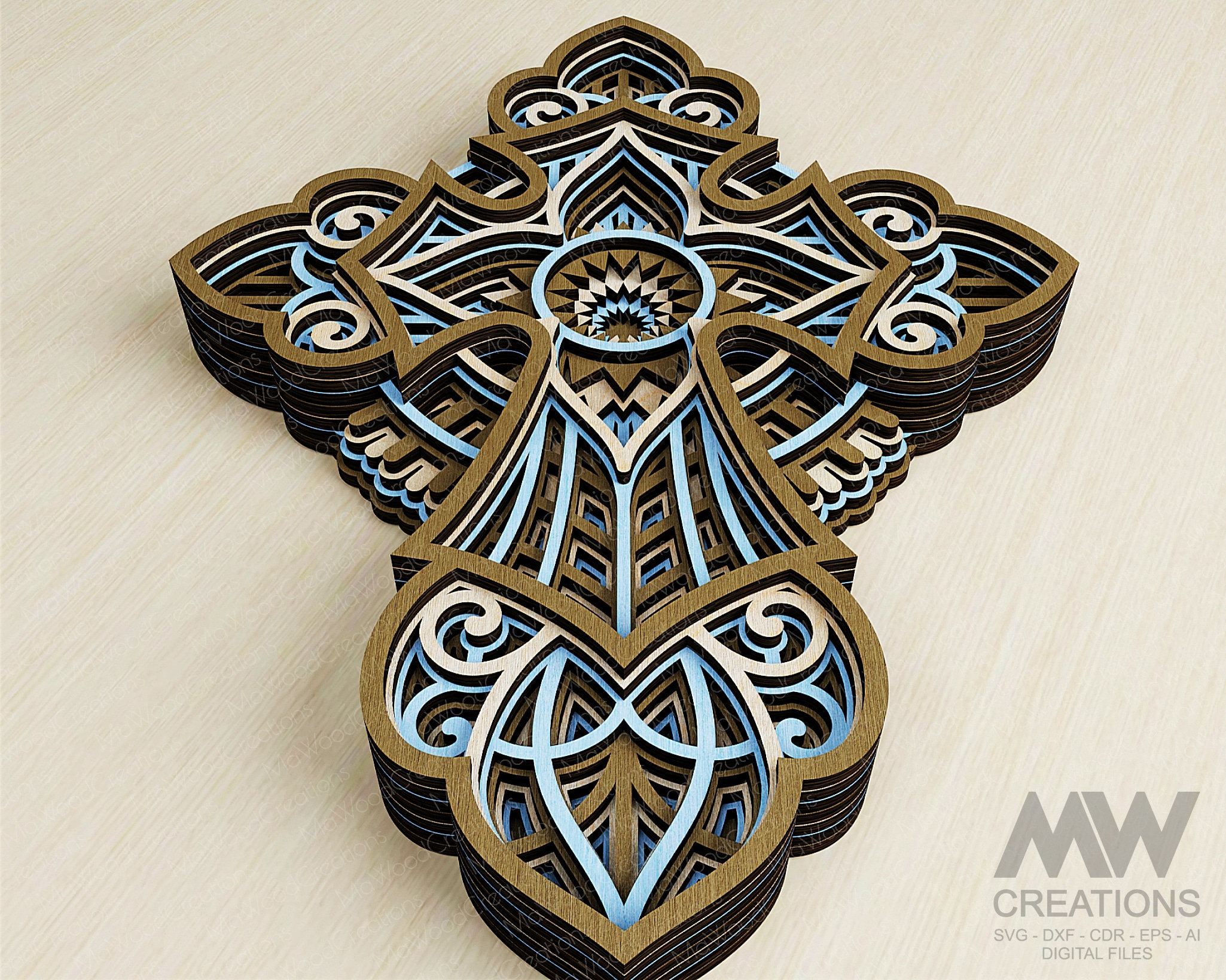 Layered Cross SVG 3D SVG Cross Wood Layered Cross SVG Dxf - Etsy