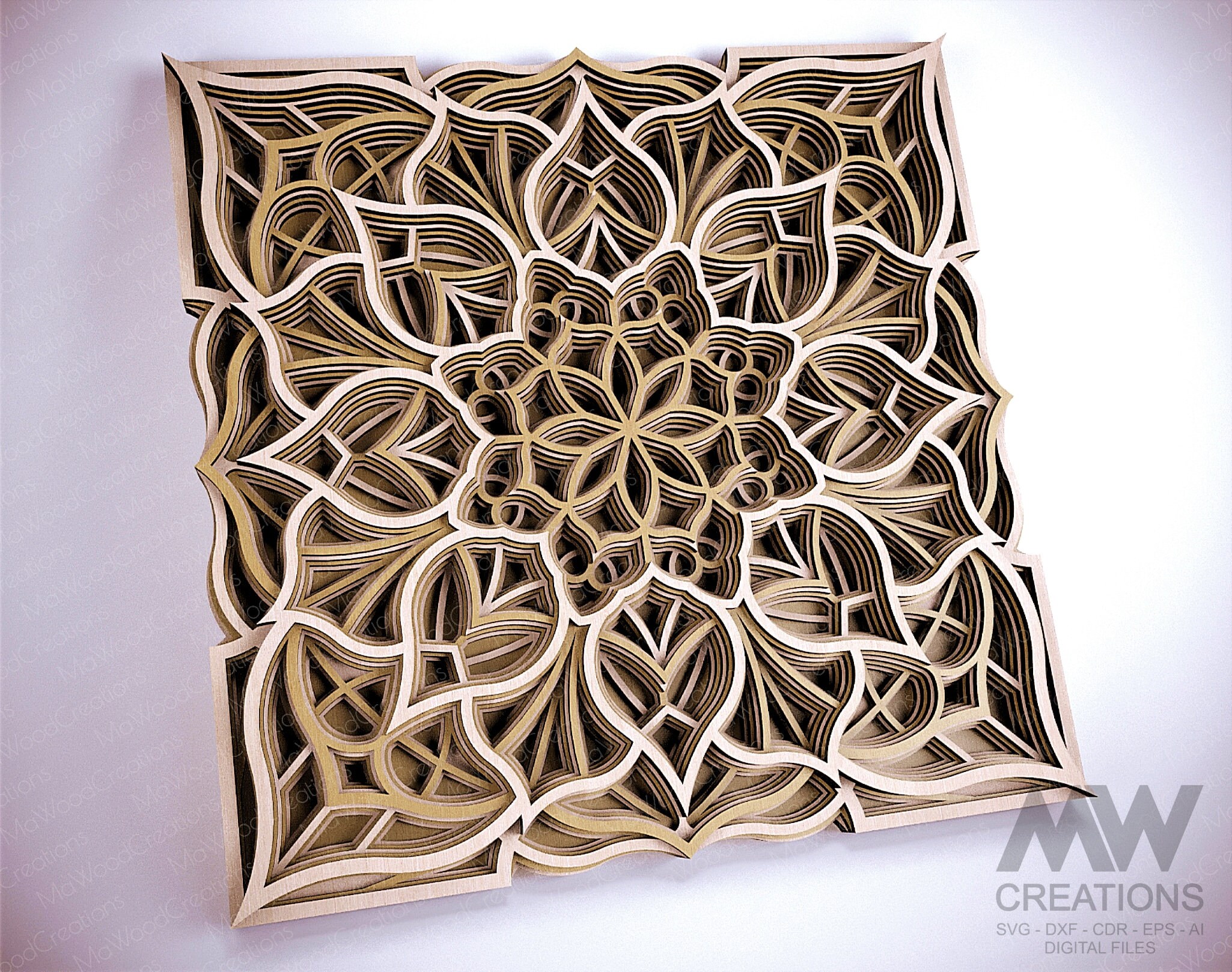 Laser Cut Multi-layer Mandala SVG Dxf 3d SVG Mandala Cricut - Etsy