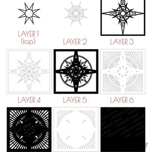 Compass SVG Multi-layered Mandala, 3d Layer Compass Mandala Svg, Shadow ...