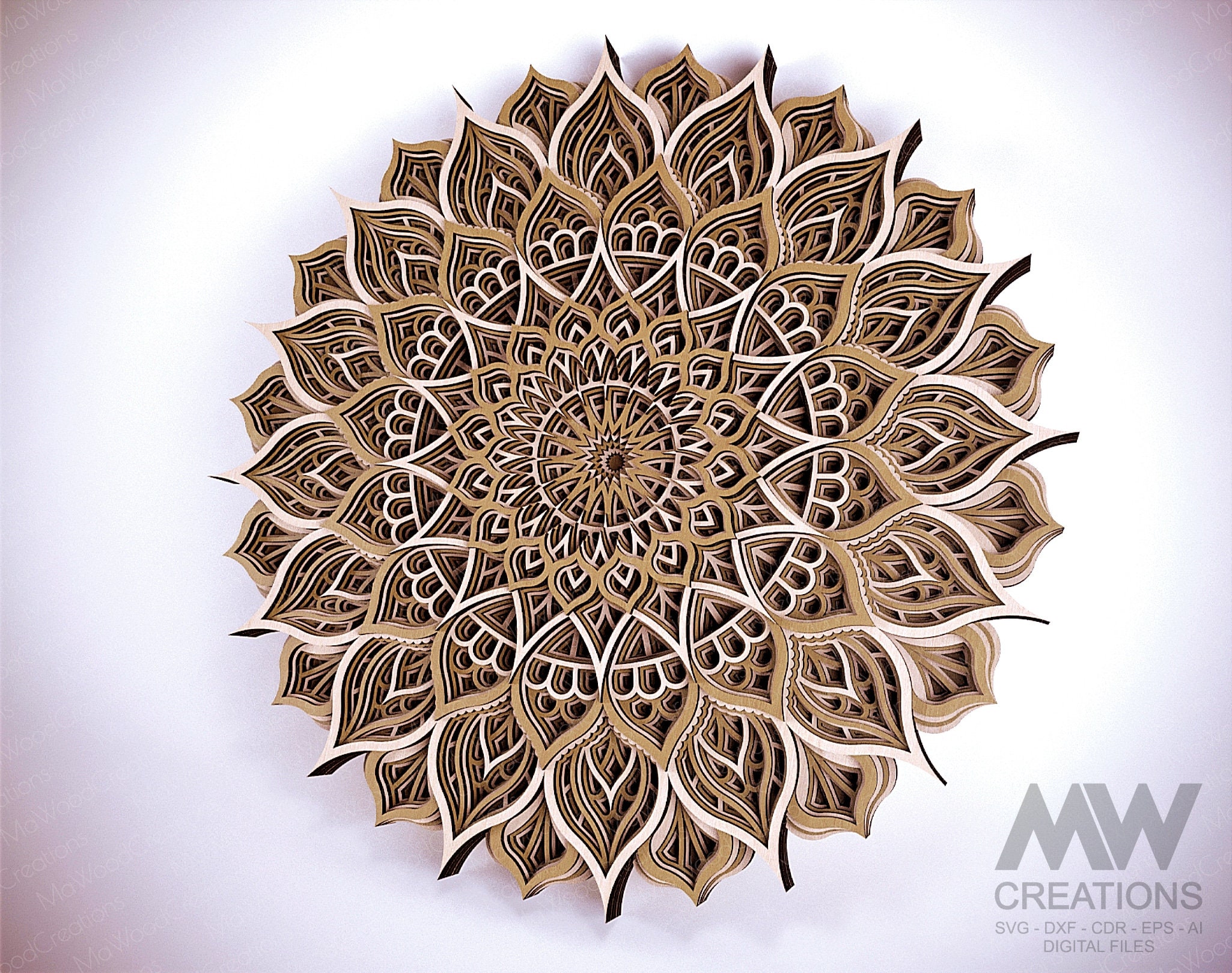 3D Layer Mandala SVG Laser Cut Multi Layer Mandala DXF - Etsy