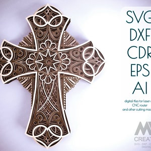 Multilayer Cross, Laser Cut Cross Svg Dxf, Stacked Wooden Cross Cutting ...