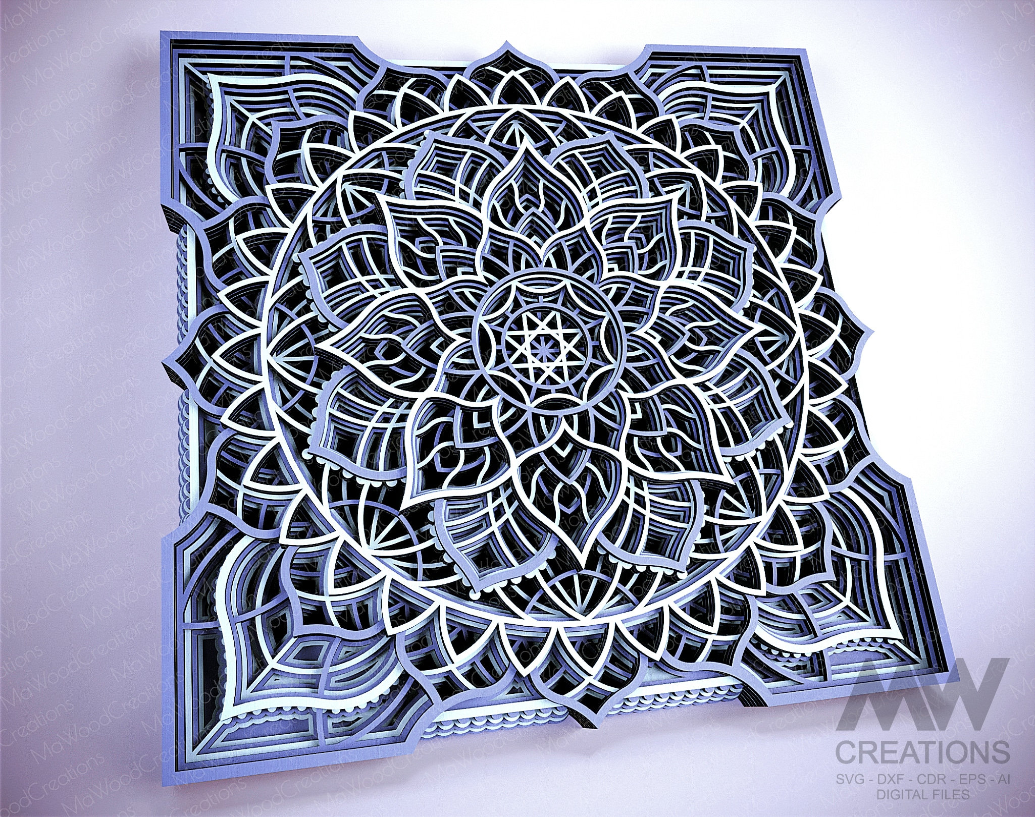 Laser Cut Mandala SVG Dxf Multi Layer Mandala Cutiing File - Etsy