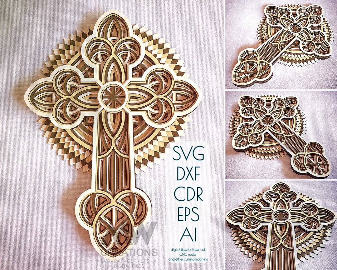 Laser Cut Cross Svg, Multi-layer Mandala Cross, Christian Cross Svg Dxf ...