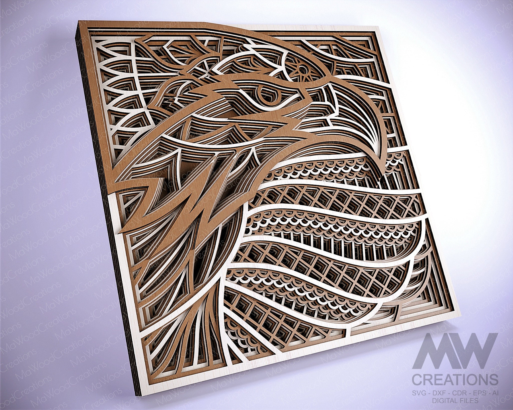 Laser Cut Eagle Mandala SVG Dxf Eagle Head Mandala Cut File - Etsy