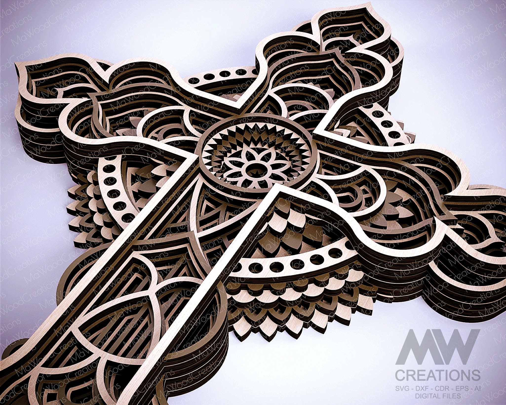 3D Layer Cross Svg Mandala Cross SVG for Cricut Glowforge - Etsy Hong Kong