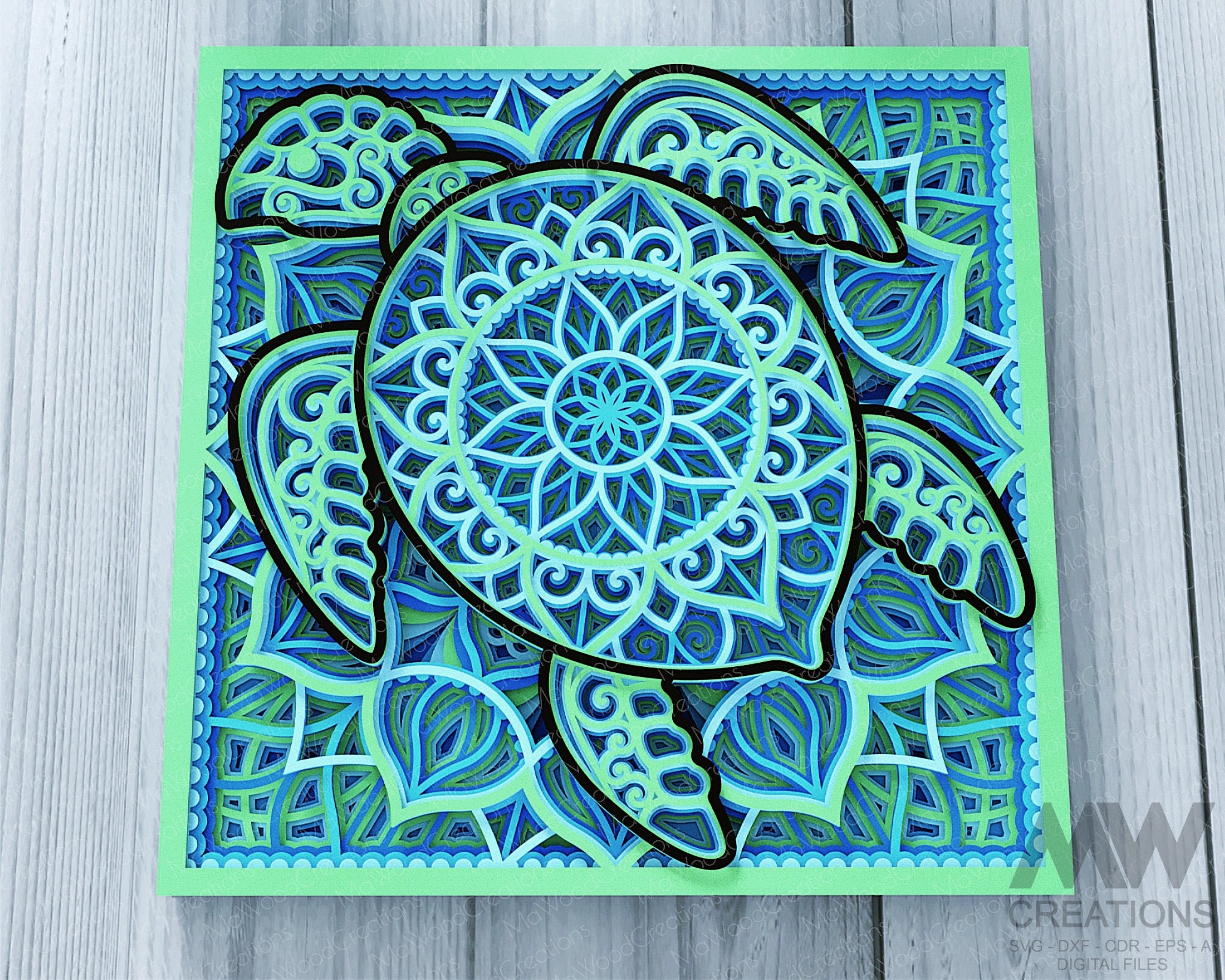 Layered Turtle Mandala SVG Dxf 3D Turtle Svg Multi-layer - Etsy