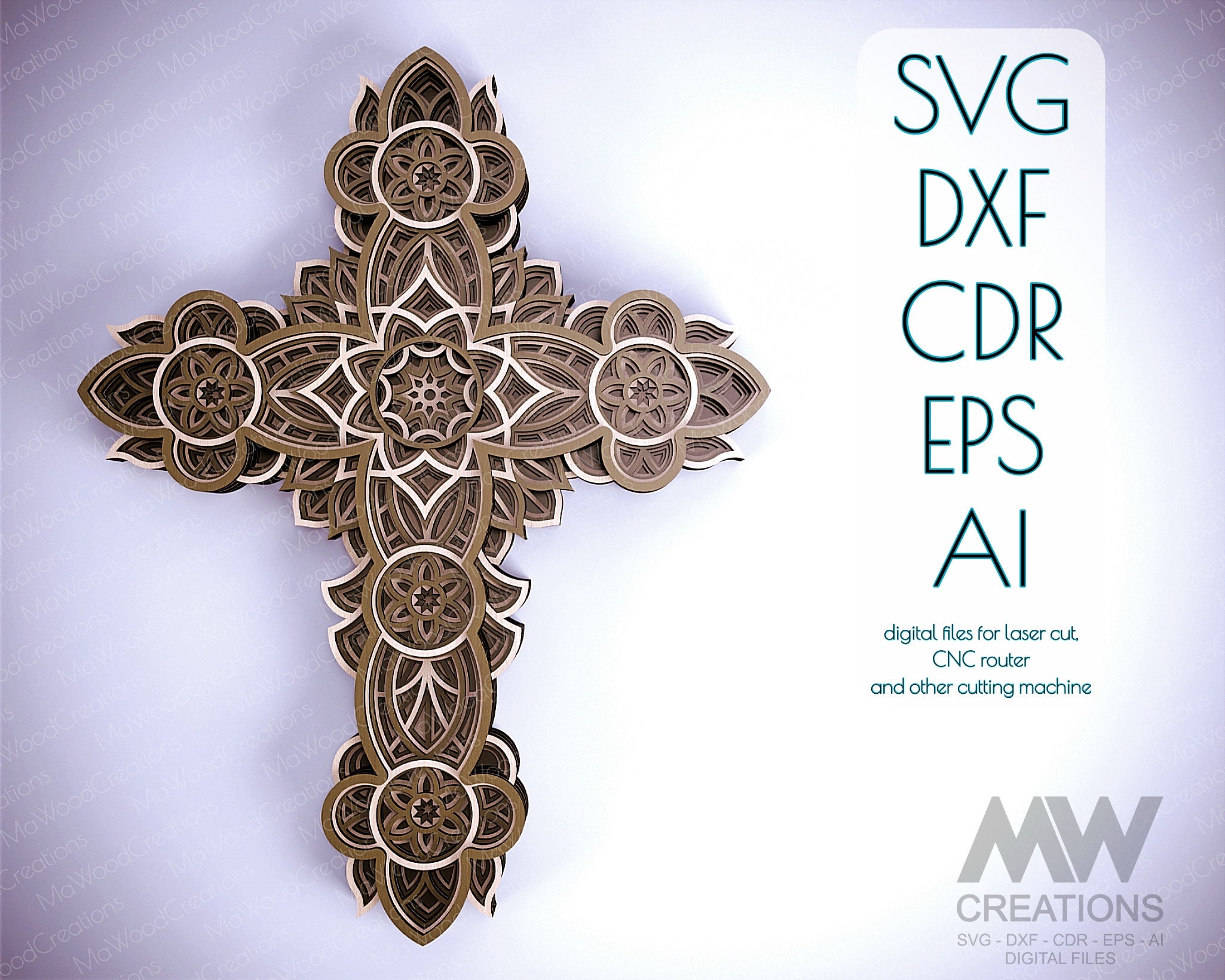 Multi Layer Cross Laser Cut File 3d SVG Layered Cross 3d - Etsy UK