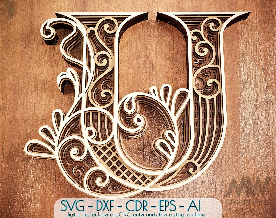 Layered Letter U, Layered Letters SVG, Multi Layer Letters, Letters SVG ...