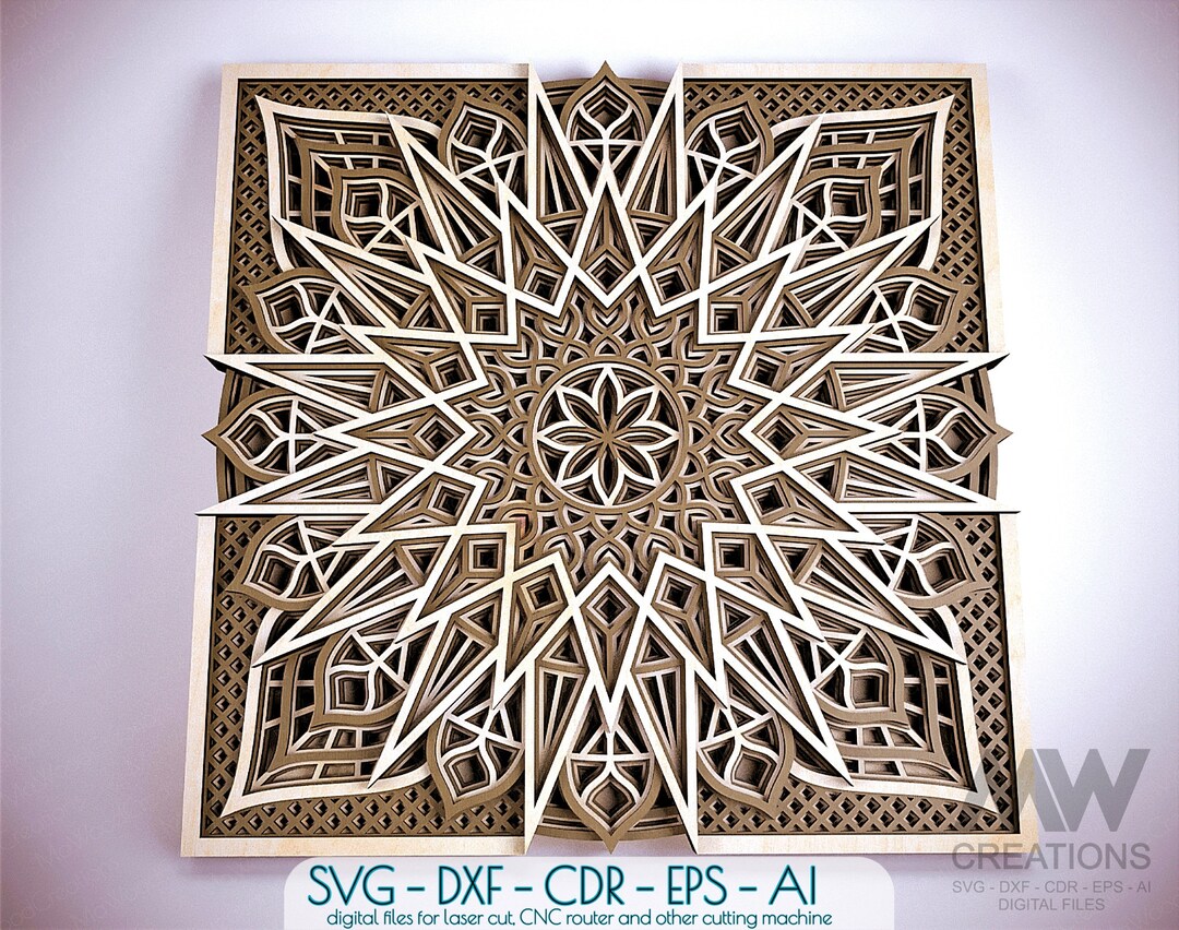 Layered Flower Mandala Cutting File, 3d SVG Mandala, Laser Cut Mandala ...