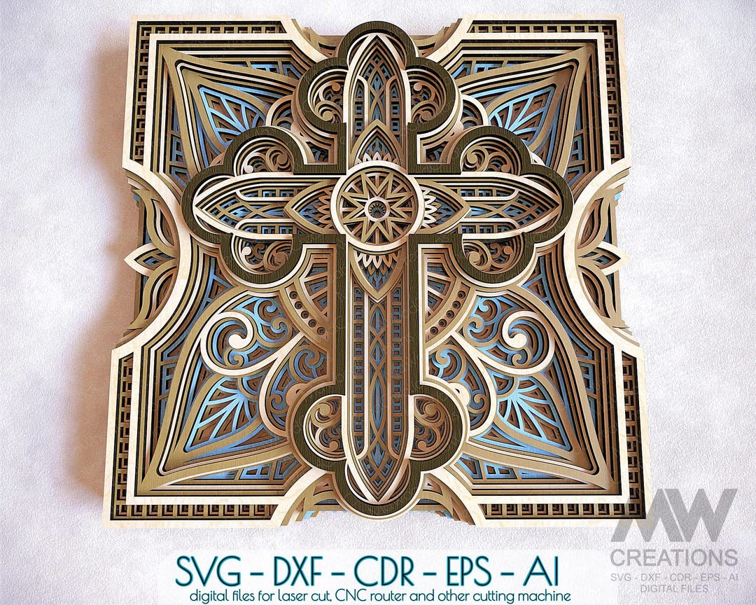 Laser Cut Cross SVG, 3D Mandala Cross Svg Files for Laser, Cricut ...