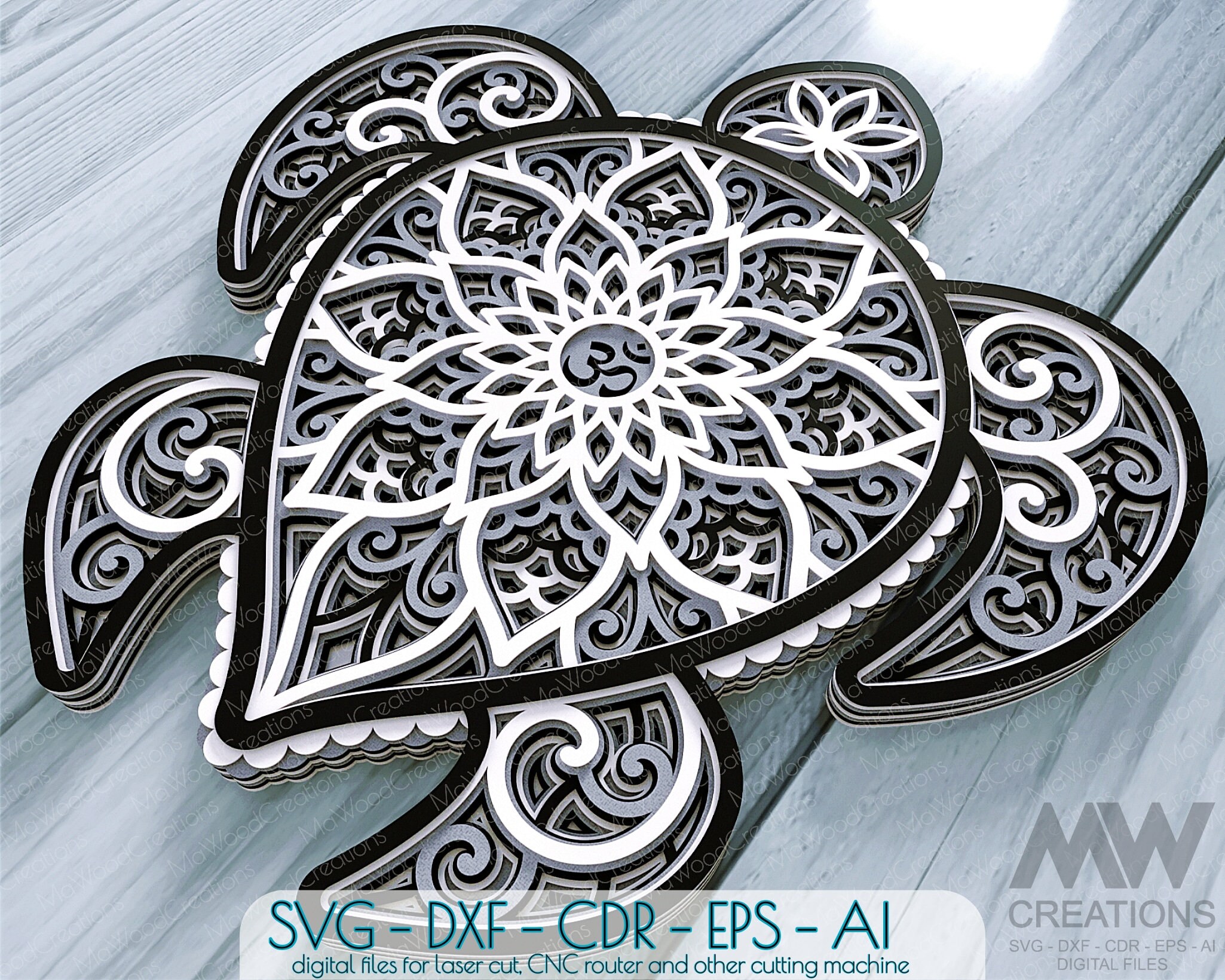 3d Turtle Mandala SVG Dxf 3D Turtle Svg Multi-layer Turtle - Etsy UK