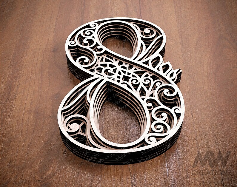 Layered Number 8, Layered Numbers SVG, Multilayer Number 8, Numbers SVG ...