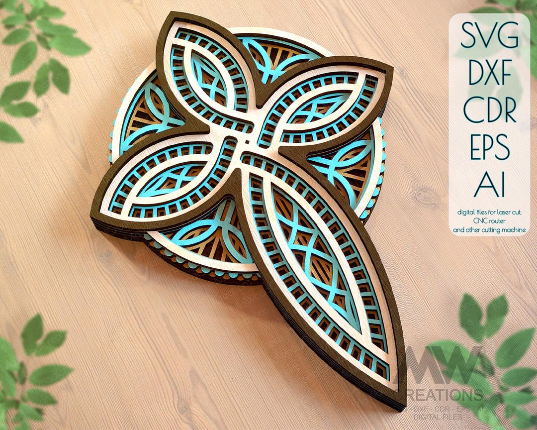 Laser Cut Celtic Cross Svg Dxf, Witch Symbol Celtic Knot, Layered Cross ...