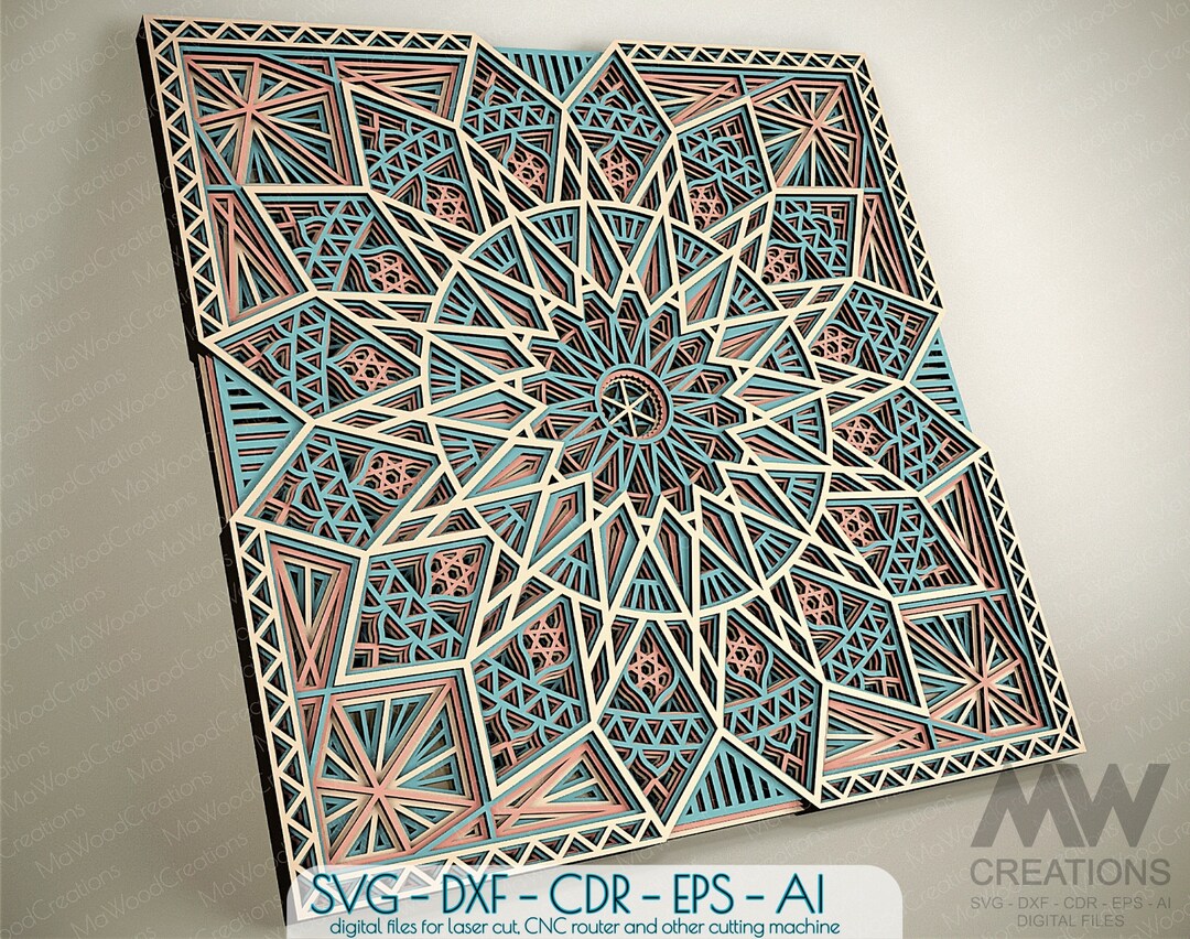 6 Layer Mandala SVG Dxf, Laser Cut Flower Mandala SVG, Multilayer ...