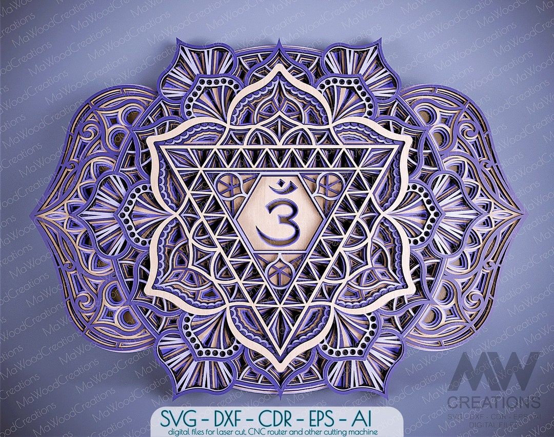 Third Eye Mandala SVG DXF, Ajna Mandala, Laser Cut Chakra Mandala Files ...