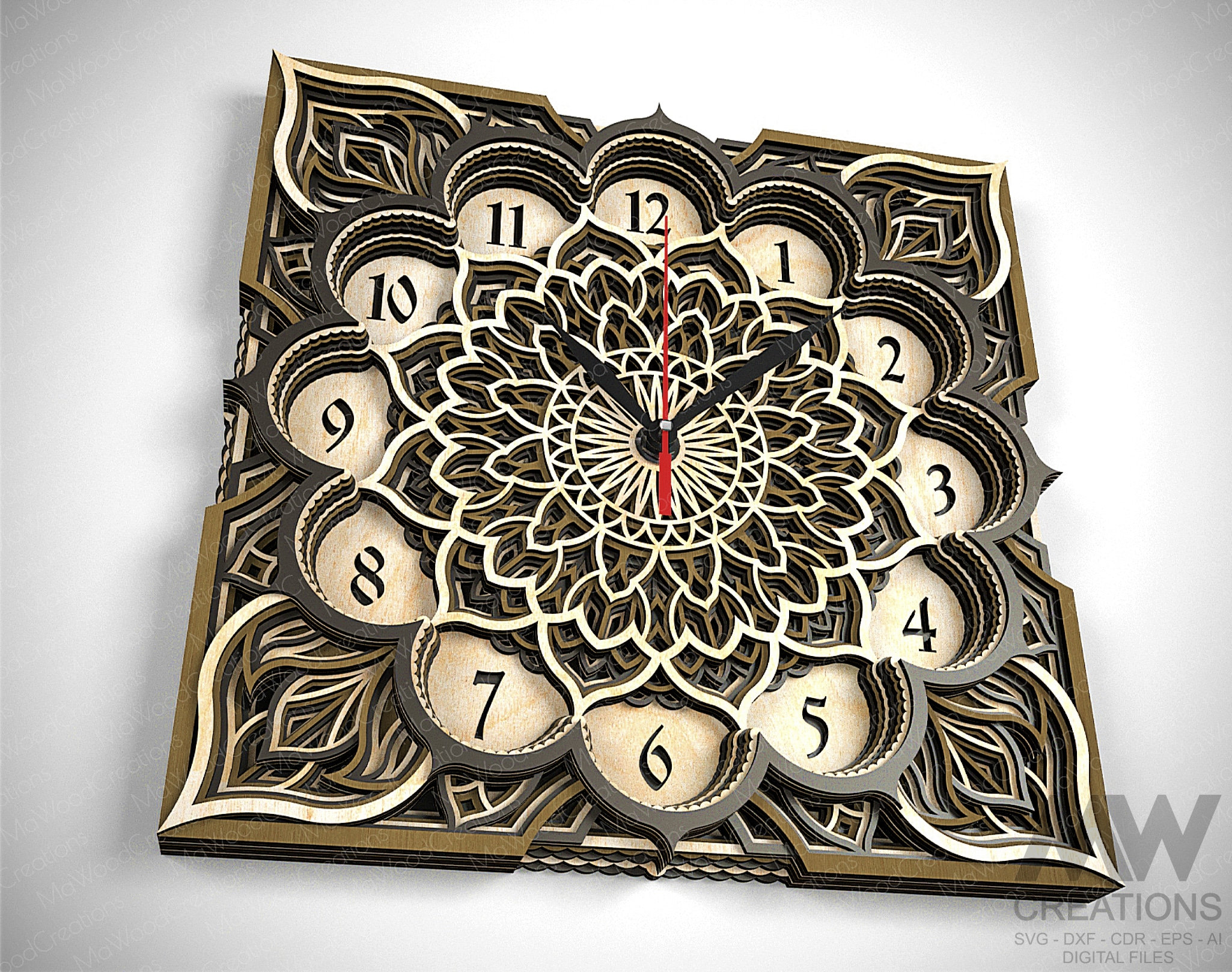 9 Layer Clock Svg 3d Layer Svg Clock Laser Cut Multi-layer - Etsy