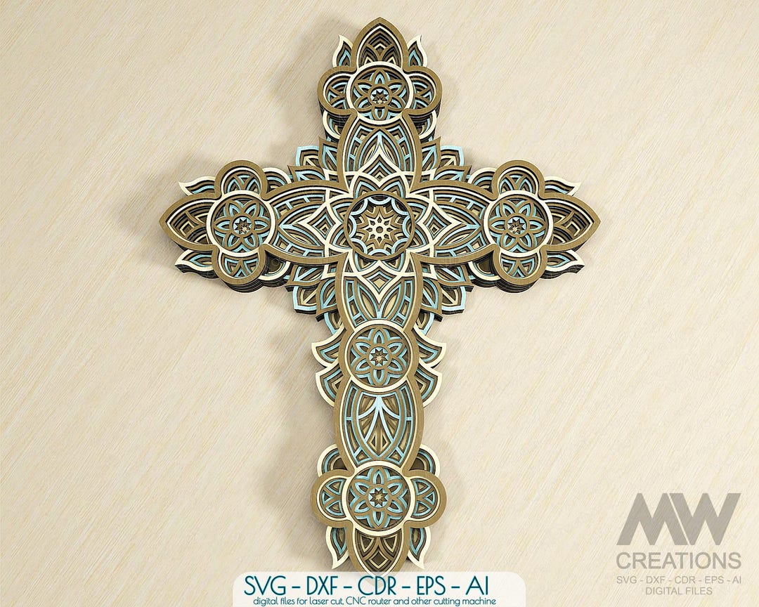 Multi Layer Cross Laser Cut File, 3d SVG Layered Cross, 3d Layer Wood ...