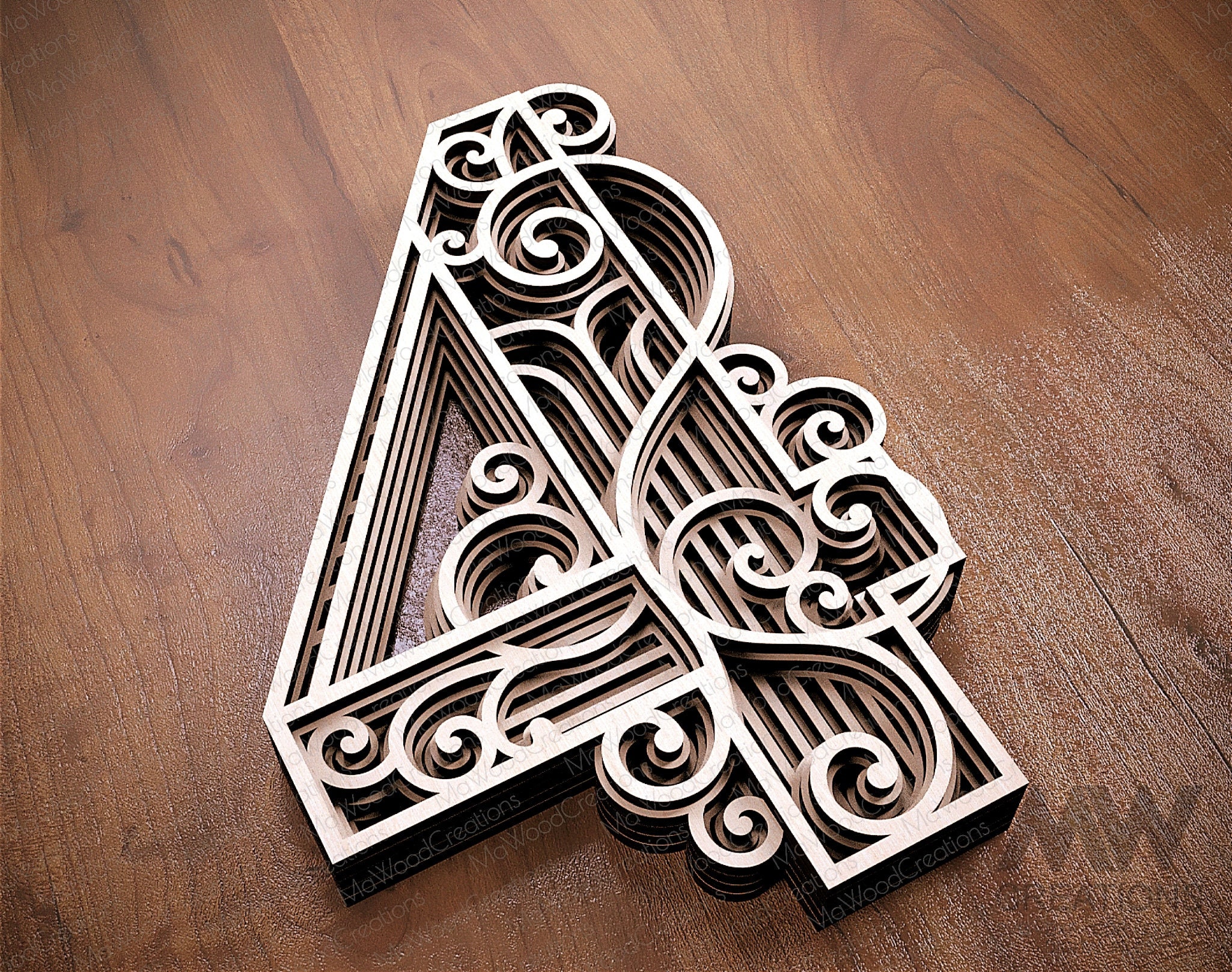 Layered Number 4, Layered Numbers SVG, Multilayer Number 4, Numbers SVG ...