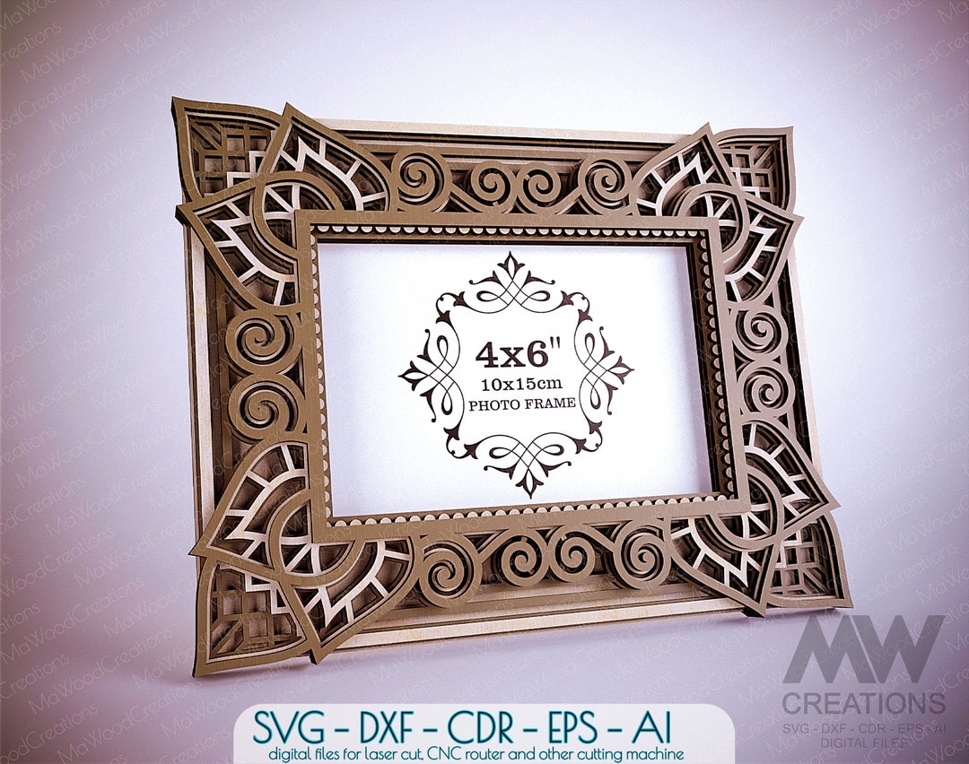 Multi Layer Laser Cut Frame SVG DXF, 4x6 Photo Frame Svg, Laser Cut ...