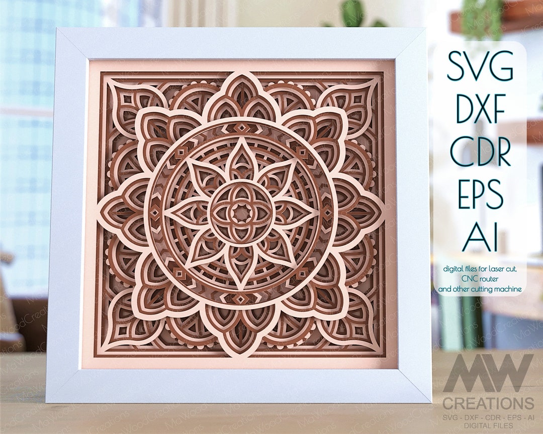 3d Mandala Svg, Shadow Box Mandala Svg Paper Cut, Flower Mandala Cricut ...