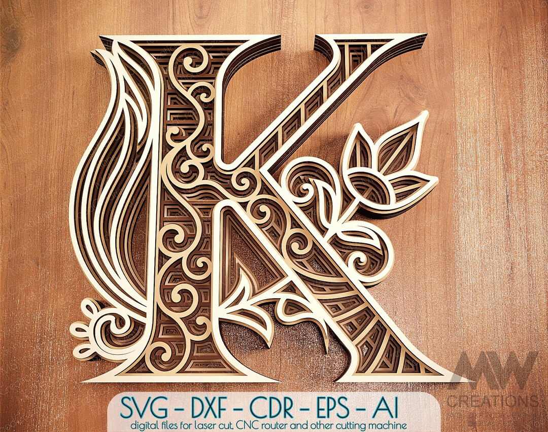 Layered Letter K, Layered Letters SVG, Multi Layer Letters, Letters SVG ...