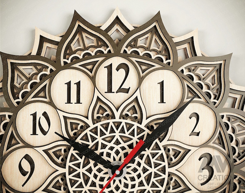 5 Layer Mandala Clock Svg, 3d Layer Svg Clock, Multi Layer Clock Laser Cut Files, Layered SVG ...