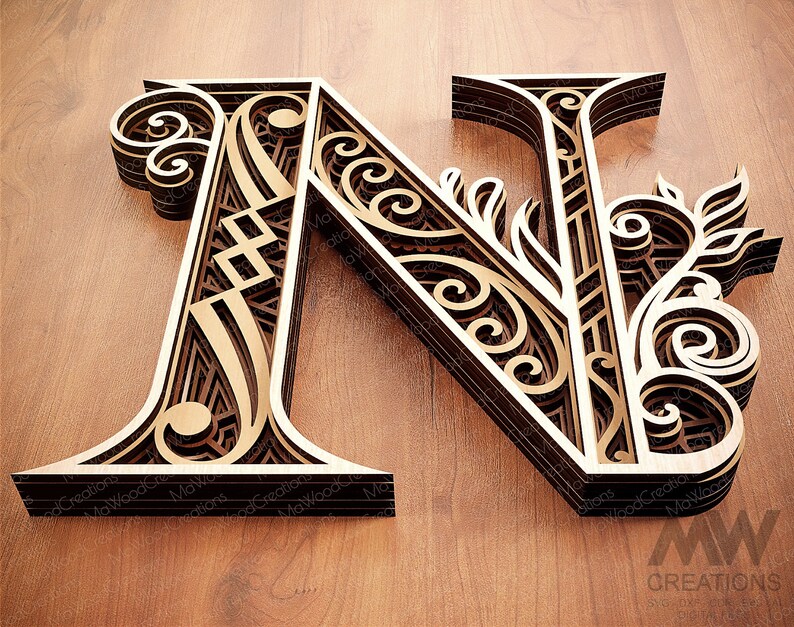 Layered Letter N Layered Letters SVG Multi Layer Letters - Etsy