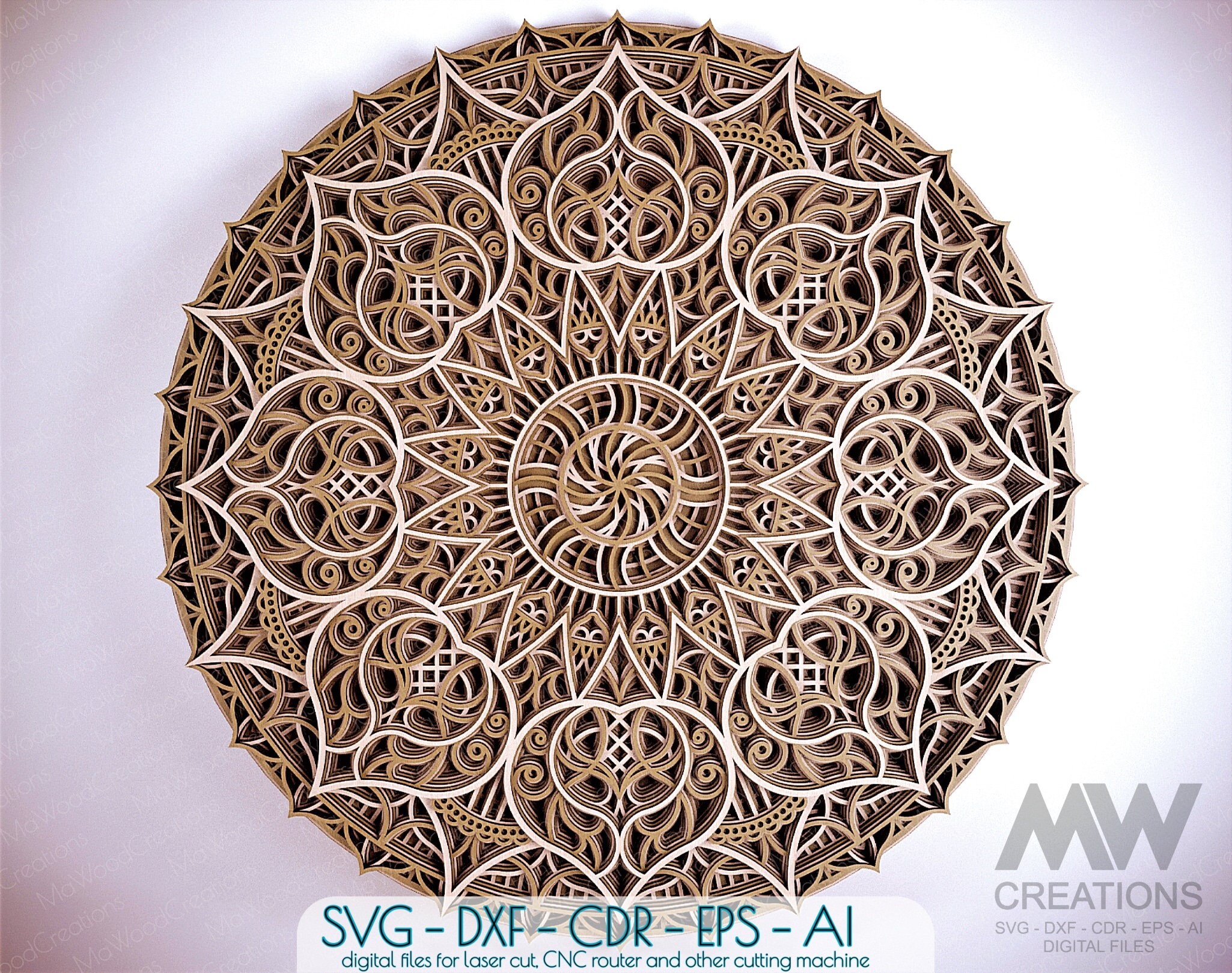 8 Layer Mandala SVG Dxf 3D SVG Mandala Cricut Mandala Svg - Etsy