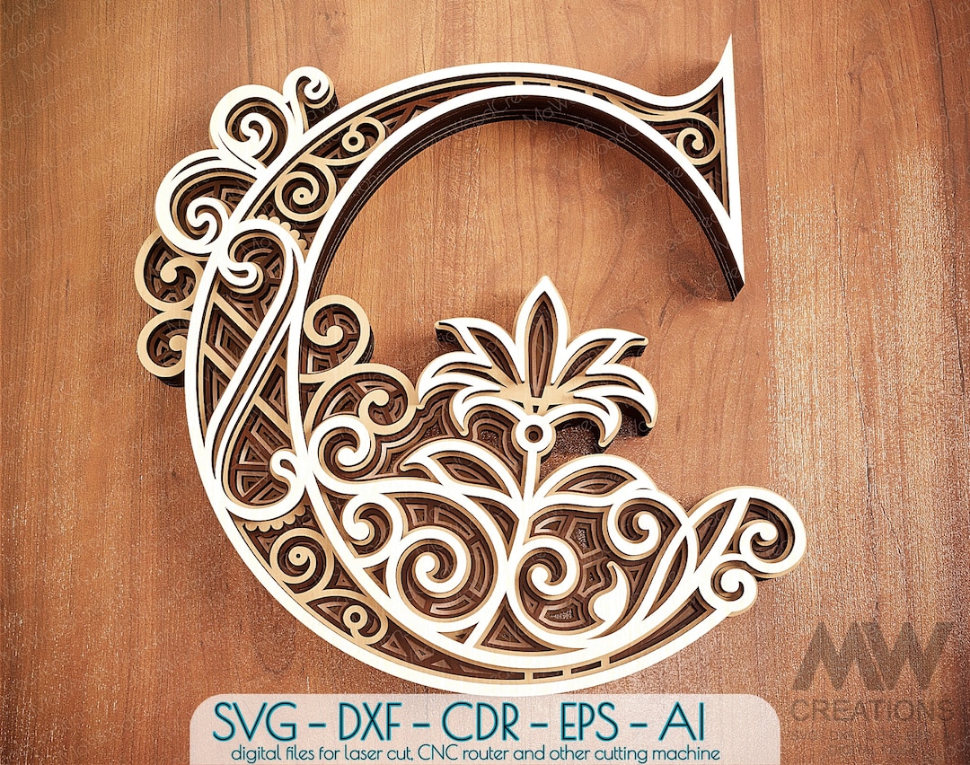 Layered Letter C, Layered Letters SVG, Multi Layer Letters, Letters SVG ...