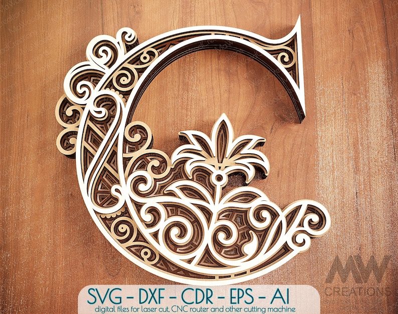 Layered Letter C Layered Letters SVG Multi Layer Letters - Etsy