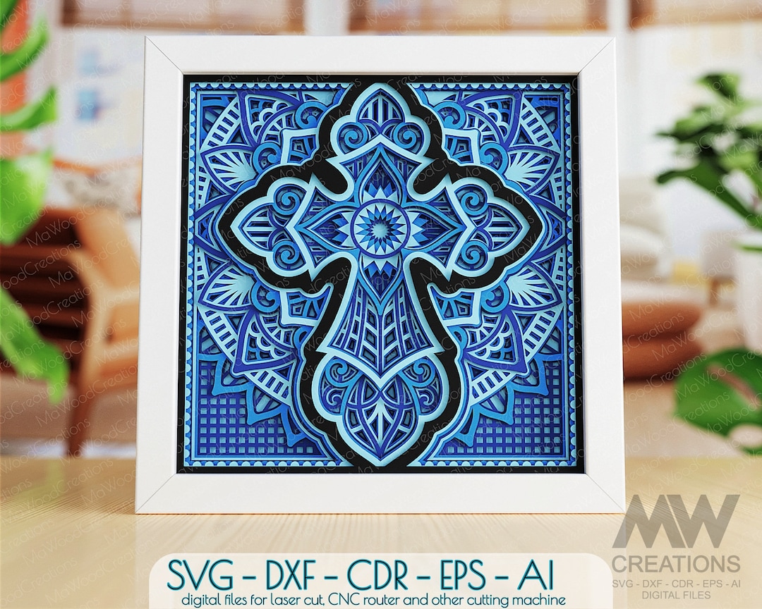 Multi-layer Cross Svg Dxf, Christian Cross Svg Dxf, Catholic Cross, 3D ...