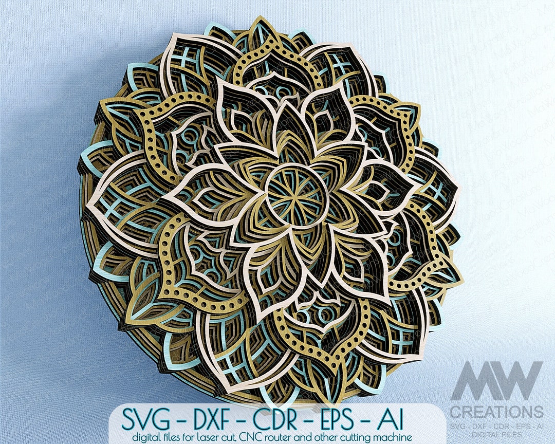 Multi Layer Laser Cut Mandala SVG, Layered Mandala Svg, Flower Mandala ...