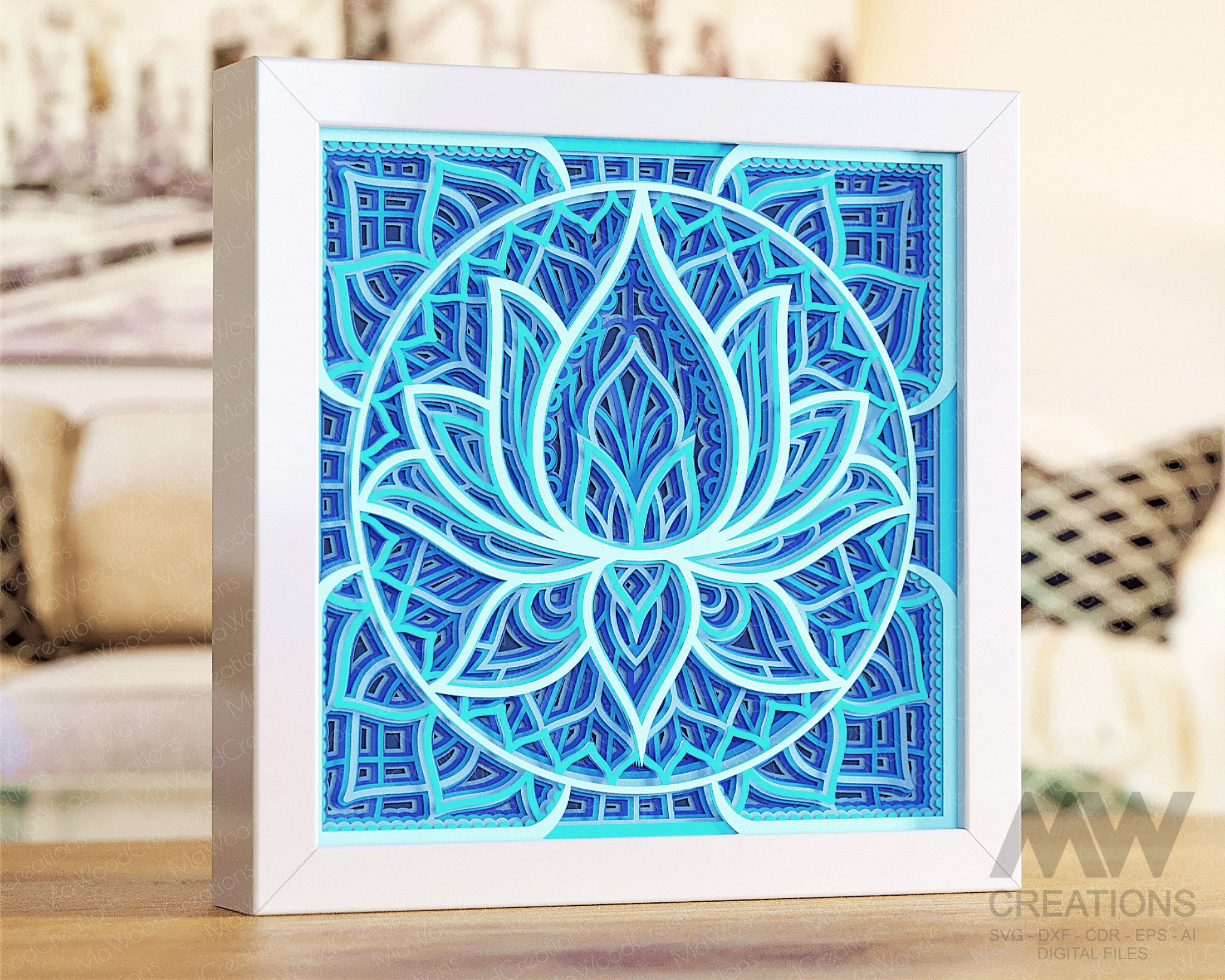 Lotus Flower Mandala SVG 3d SVG Flower Shadow Box Mandala - Etsy
