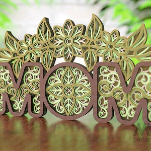 Mom Multilayer Mandala Laser Cut File, Mom Mandala SVG Dxf, Cricut Svg ...